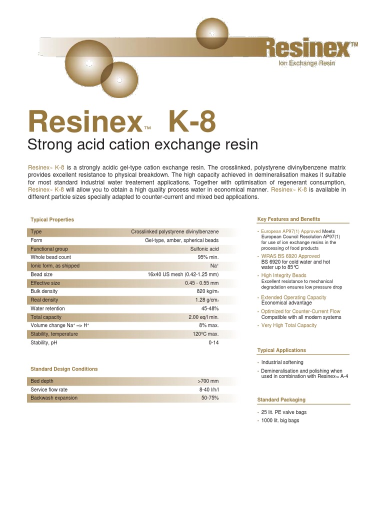 Resinex K-8 | Ion Exchange | Chemical Substances