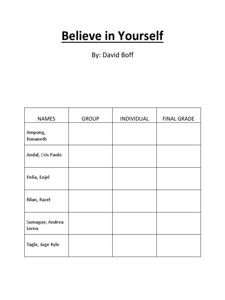 Believe in Yourself | PDF