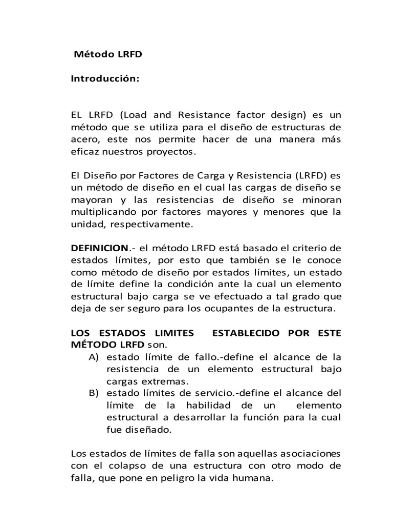 Método LRFD - Conceptos | PDF | Diseño | Resistencia Eléctrica y ...
