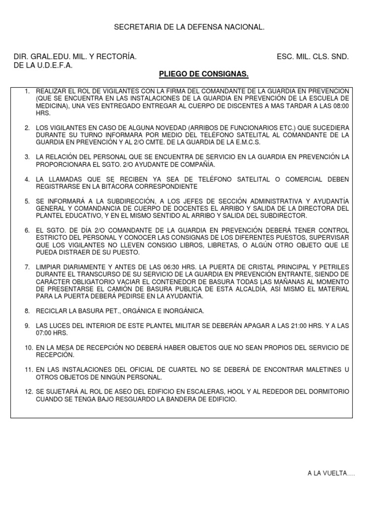 Pliego de Consignas | PDF