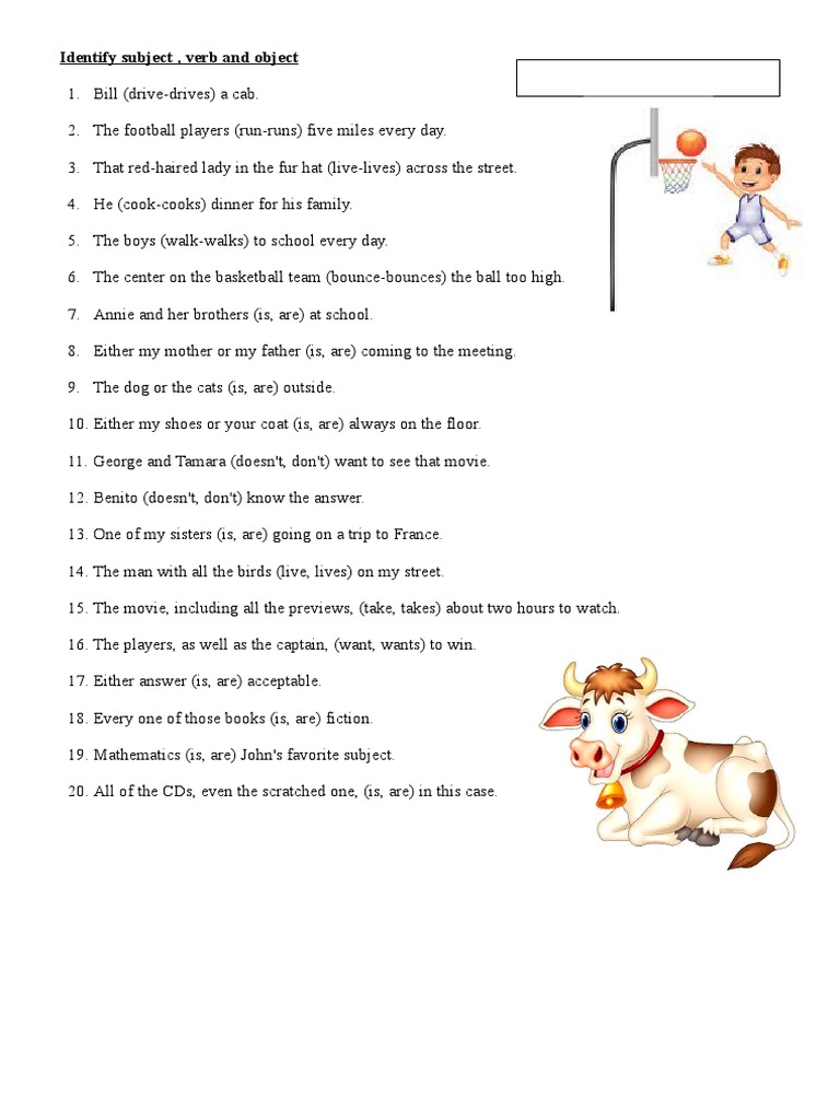 Identifying Subjects, Verbs, and Objects in Sentences | PDF