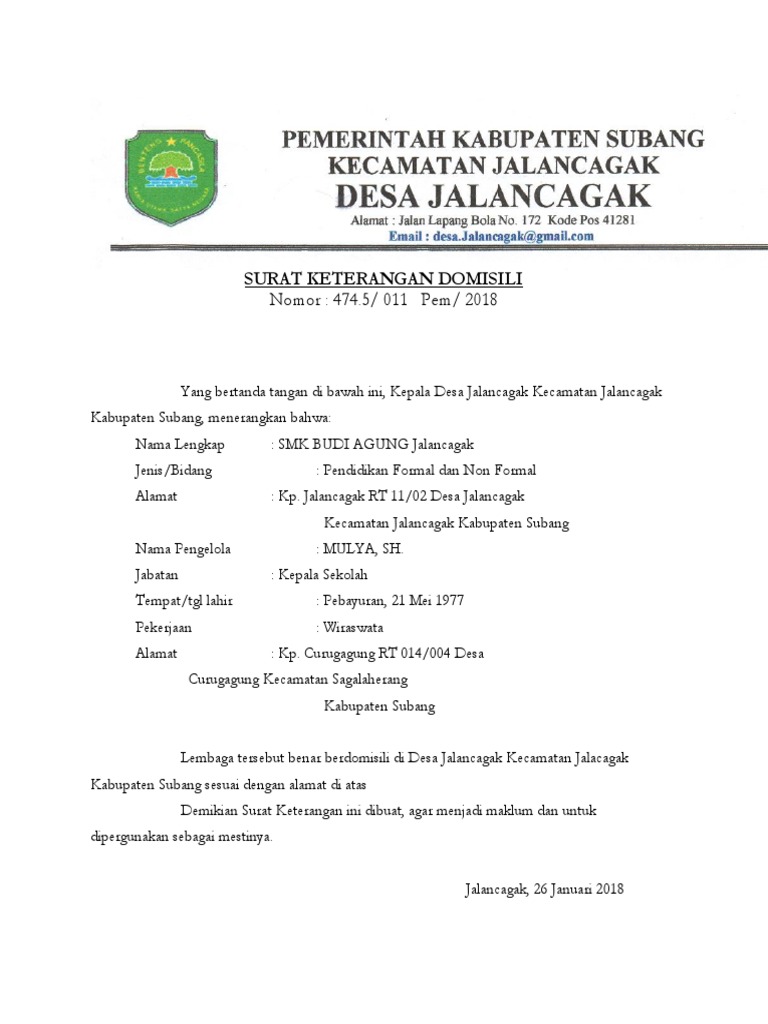 Surat Keterangan Domisili | PDF