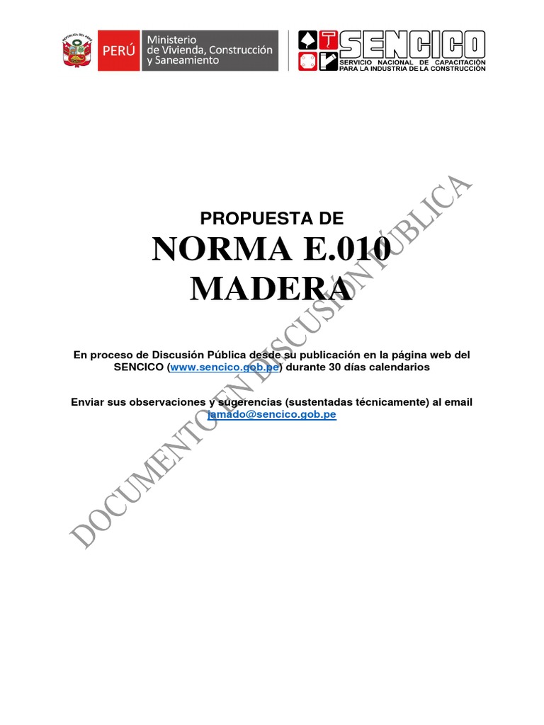 Propuesta de Norma E.010 Madera 2018 | PDF | Madera | Rigidez