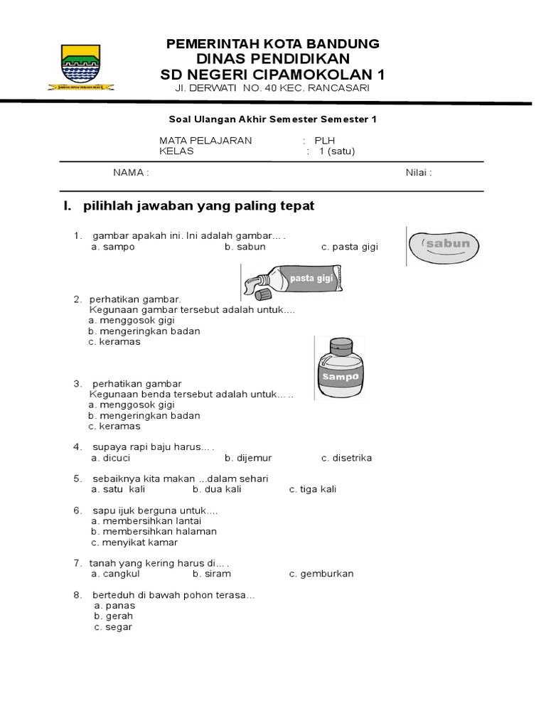 SOAL UAS PLH KELAS 1 SMTR 1 | PDF