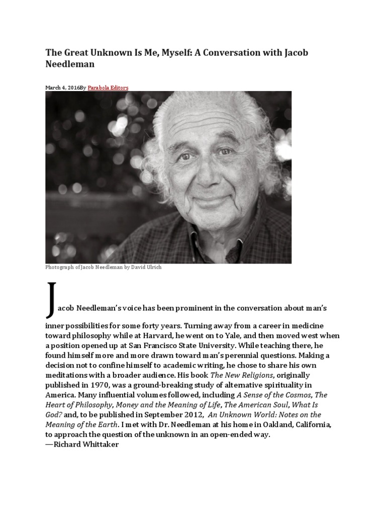Conversation with Jacob Needleman | PDF | Consciousness | Mind