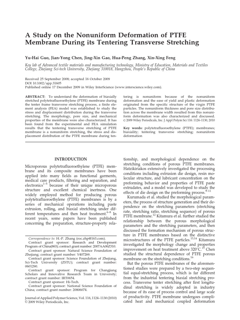 A Study On The Nonuniform Deformation of PTFE During Tentering | PDF ...