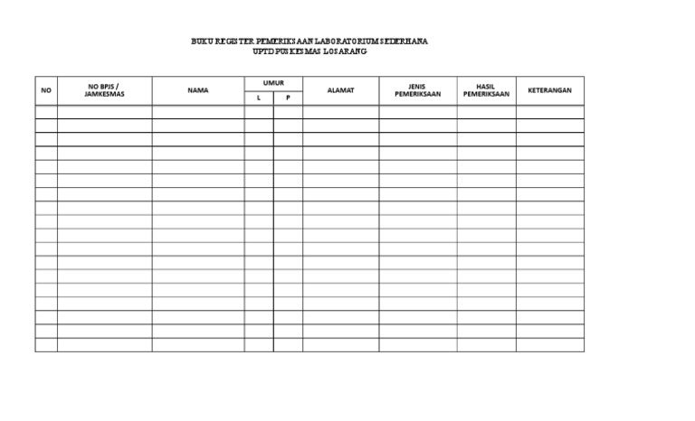 Buku Register Laboratorium | PDF