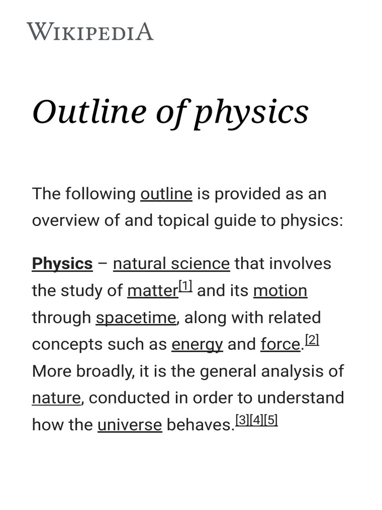 Outline of Physics: What Type of Subject Is | PDF | Astronomy | Physics