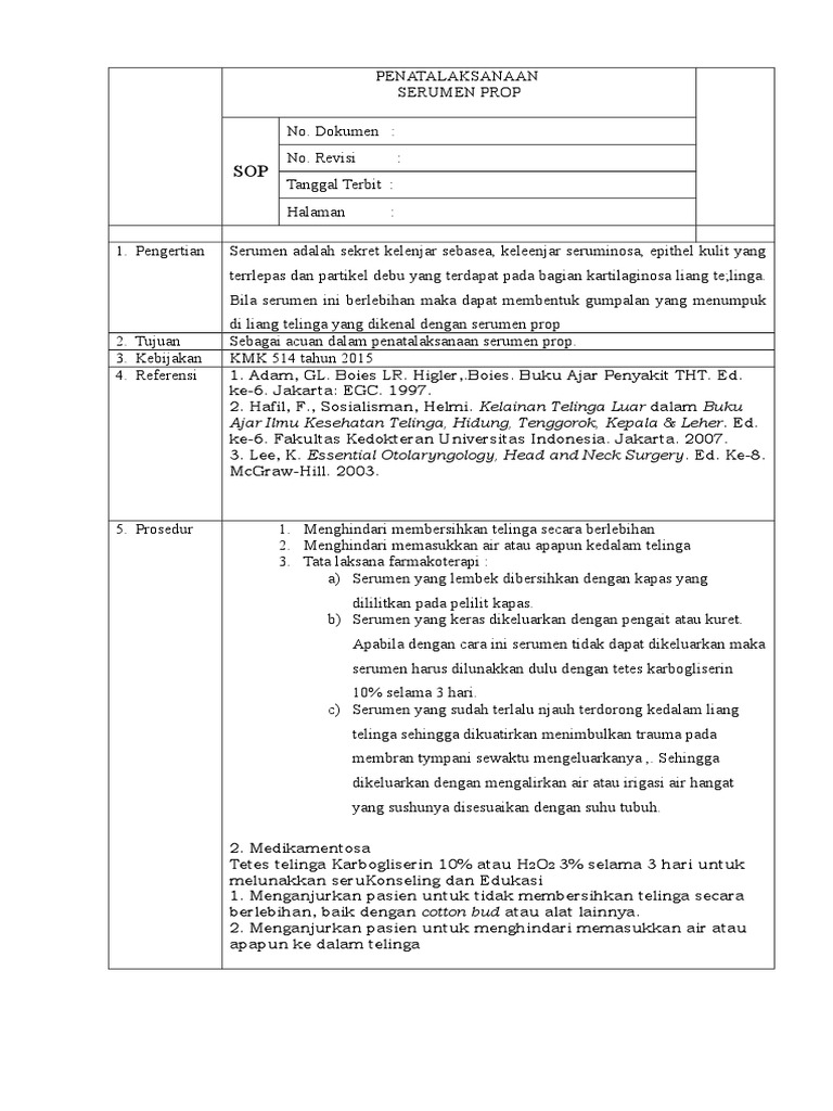 Sop Serumen Prop | PDF