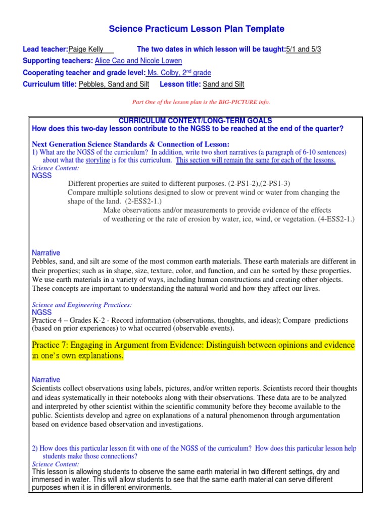 Science Practicum Lesson Plan Template | PDF | Educational Assessment ...