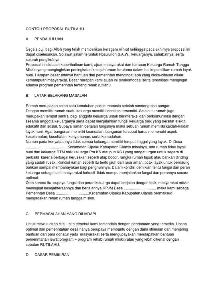 Contoh Proposal Rutilahu | PDF