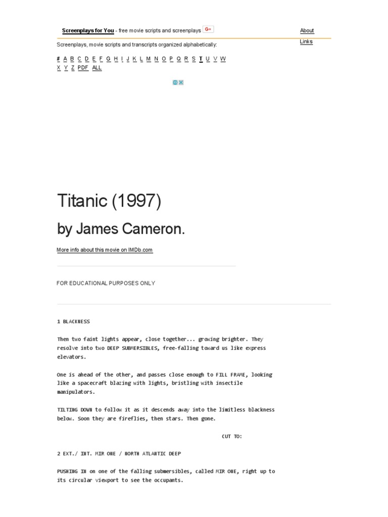 Titanic Screenplay PDF | PDF | Transport | Nature