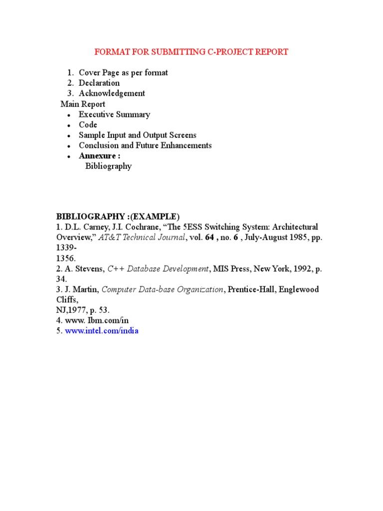 Format For Submitting C-Project Report: Annexure | PDF