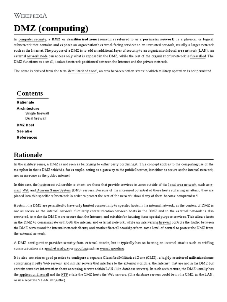 DMZ (Computing) : Rationale Architecture | PDF | Digital Rights | Areas ...