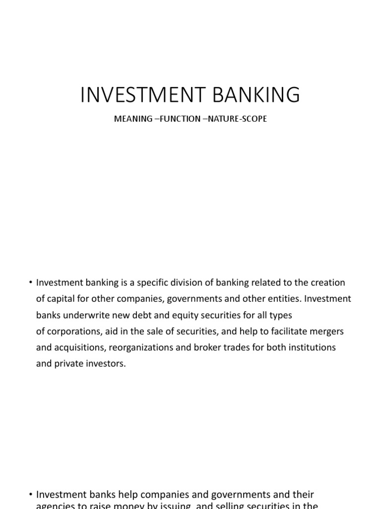 Investment Banking | PDF