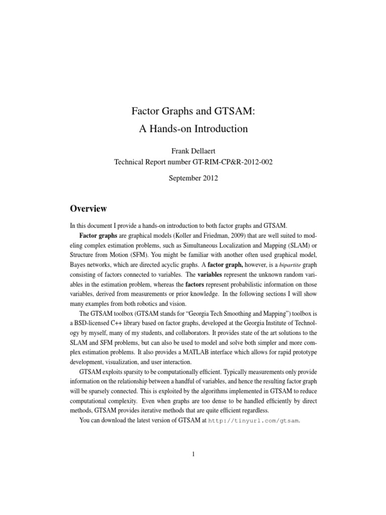 Factor Graphs and GTSAM - A Hands-On Introduction | PDF | Bayesian ...