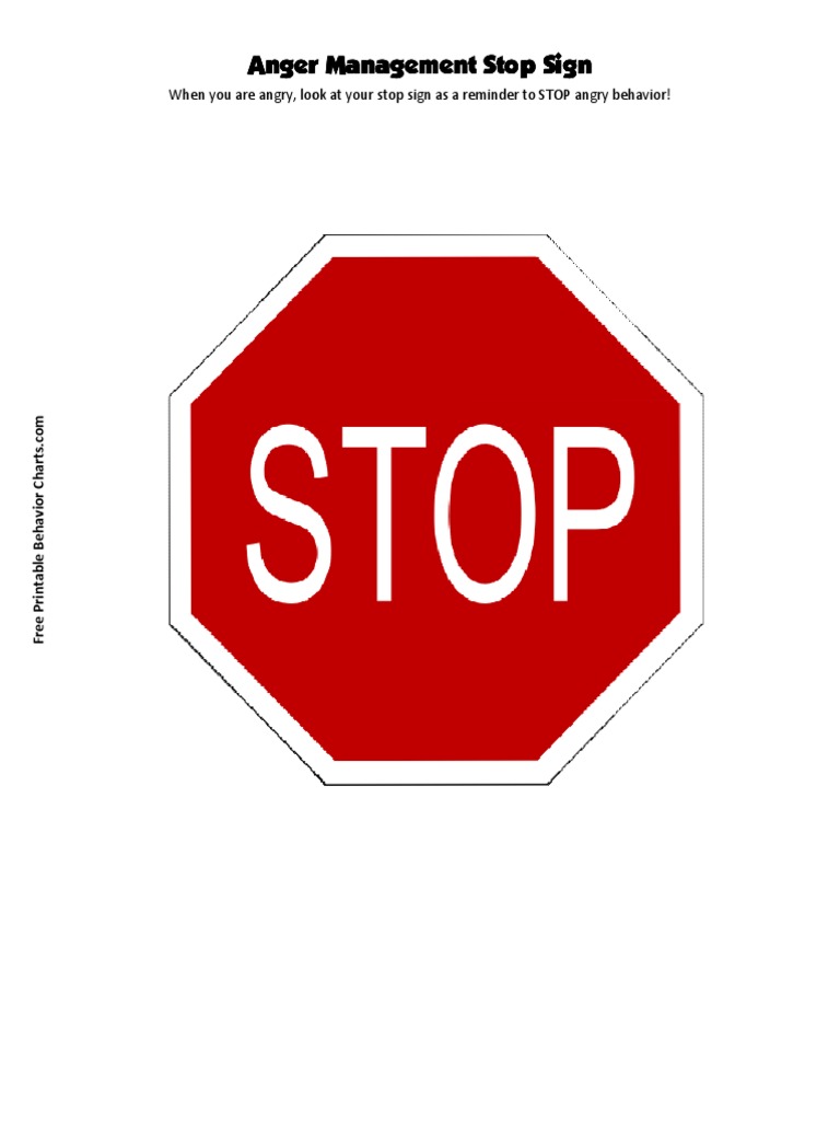 Anger Management Stop Sign Reminder | PDF