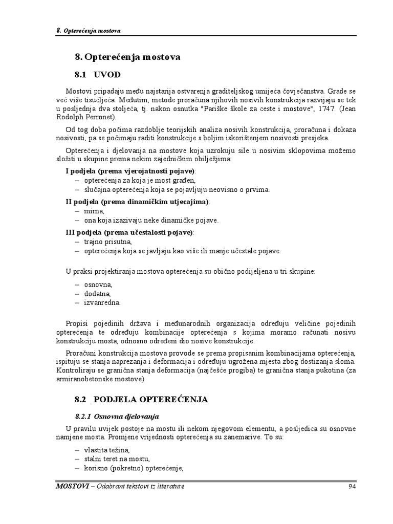 8 Mostovi OPTERECENJE PDF | PDF
