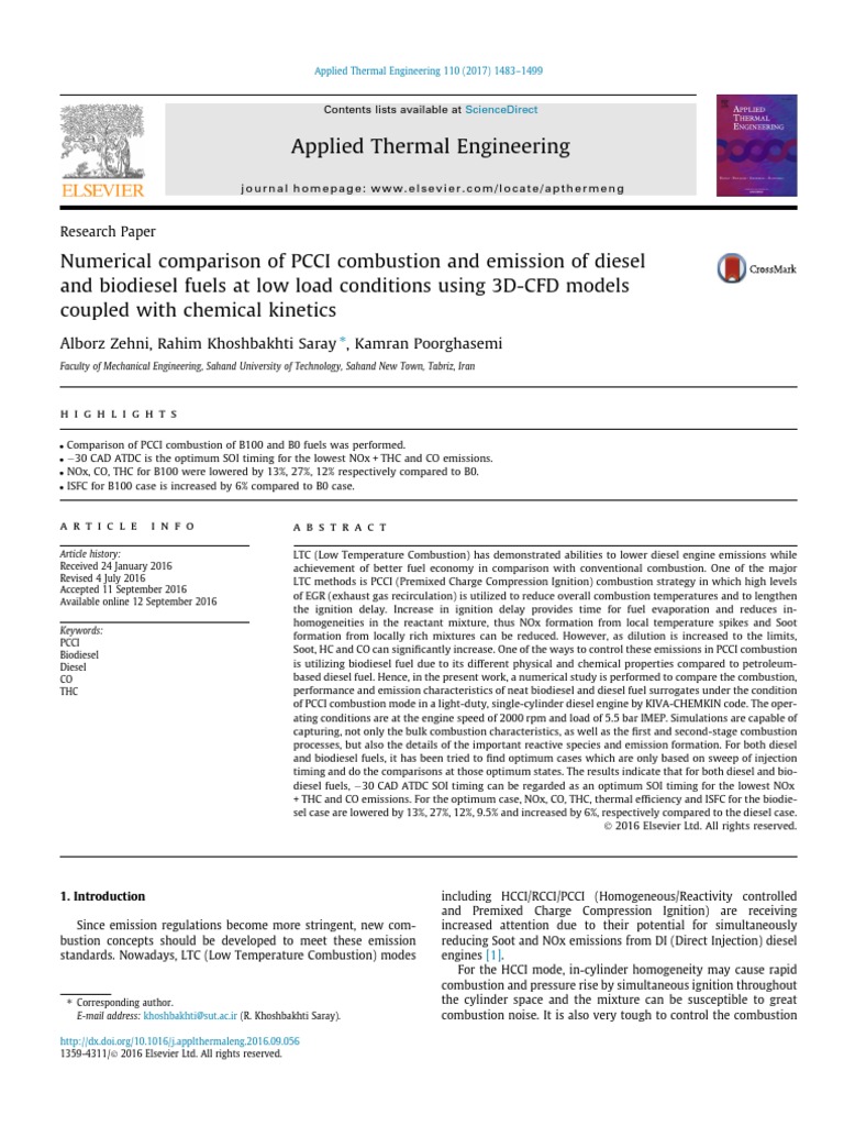 Applied Thermal Engineering: Research Paper | PDF | Diesel Fuel ...
