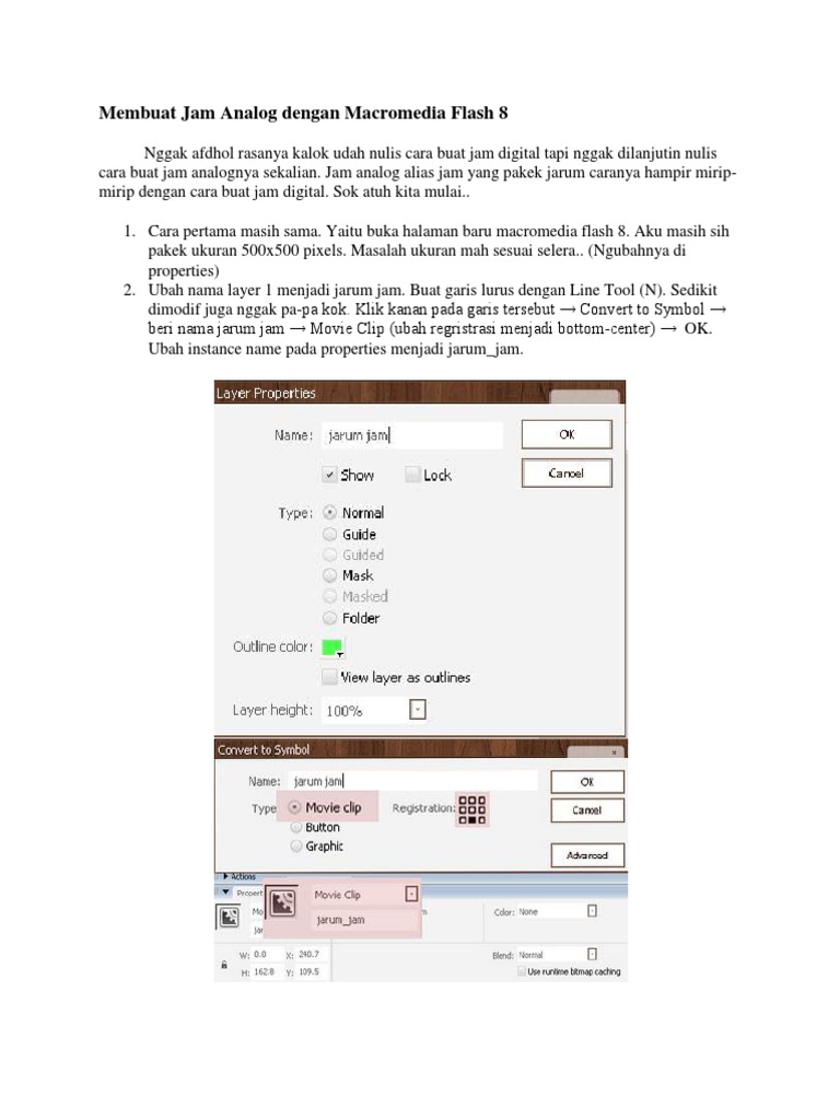 Membuat Jam Analog Dengan Macromedia Flash 8 | PDF