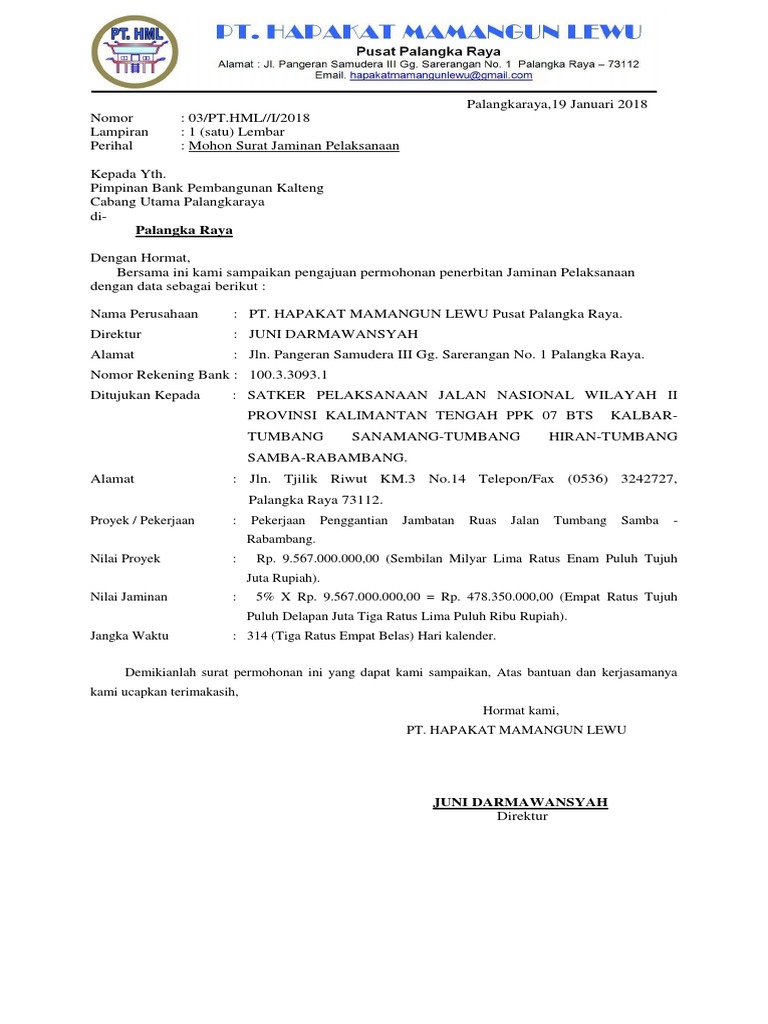 Surat Permohonan SPJ Proyek | PDF