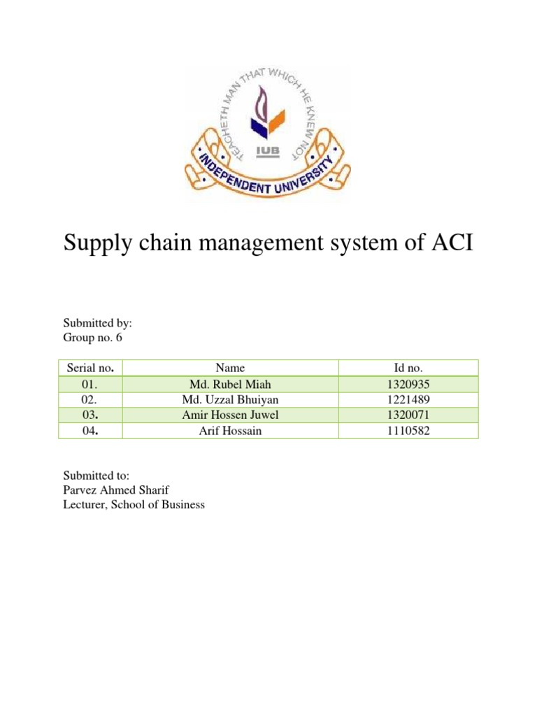 Supply Chain Management System of ACI | PDF | Supply Chain Management ...