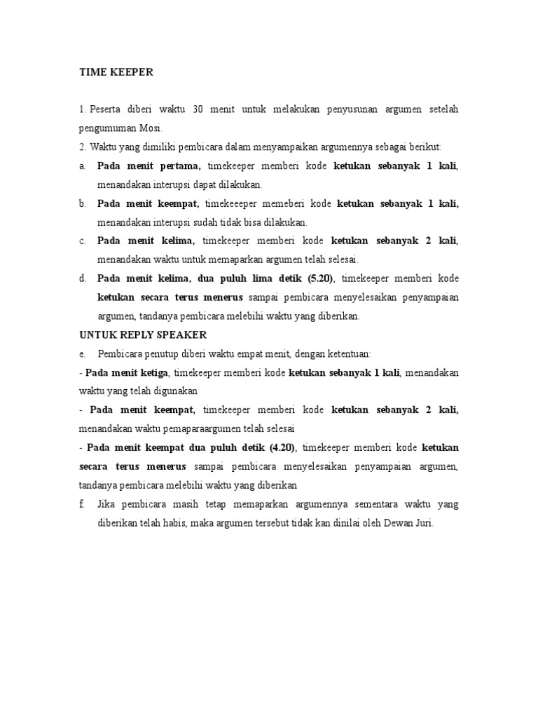 Aturan Time Keeper | PDF