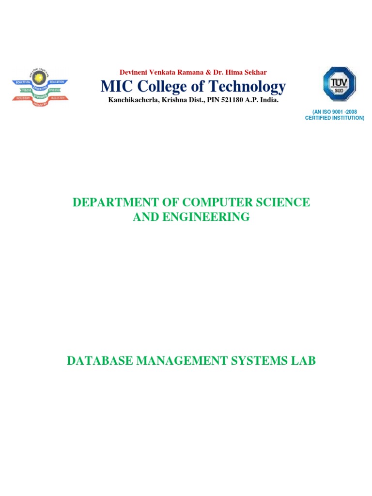 Dbms Lab Manual | PDF | Pl/Sql | Sql