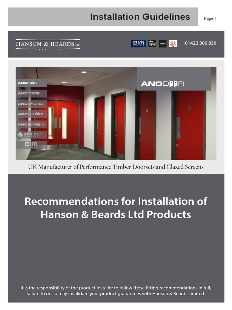 Hanson and Beards Fitting Instructions | PDF | Door | Economic Sectors