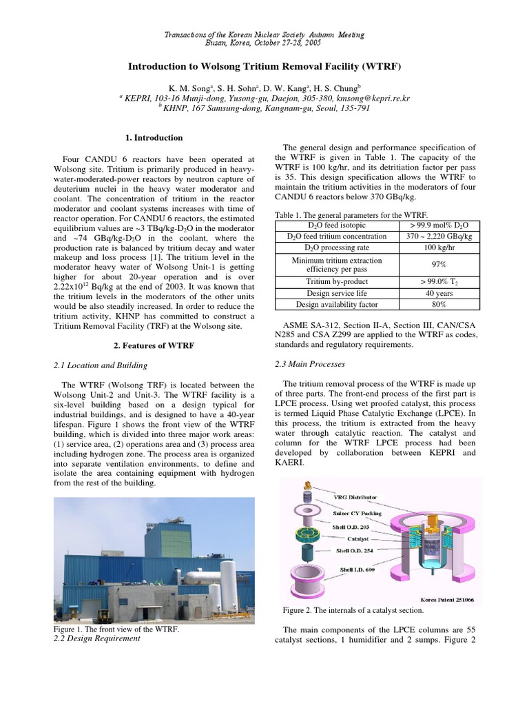 Introduction To Wolsong Tritium Removal Facility (WTRF) | PDF | Nuclear ...