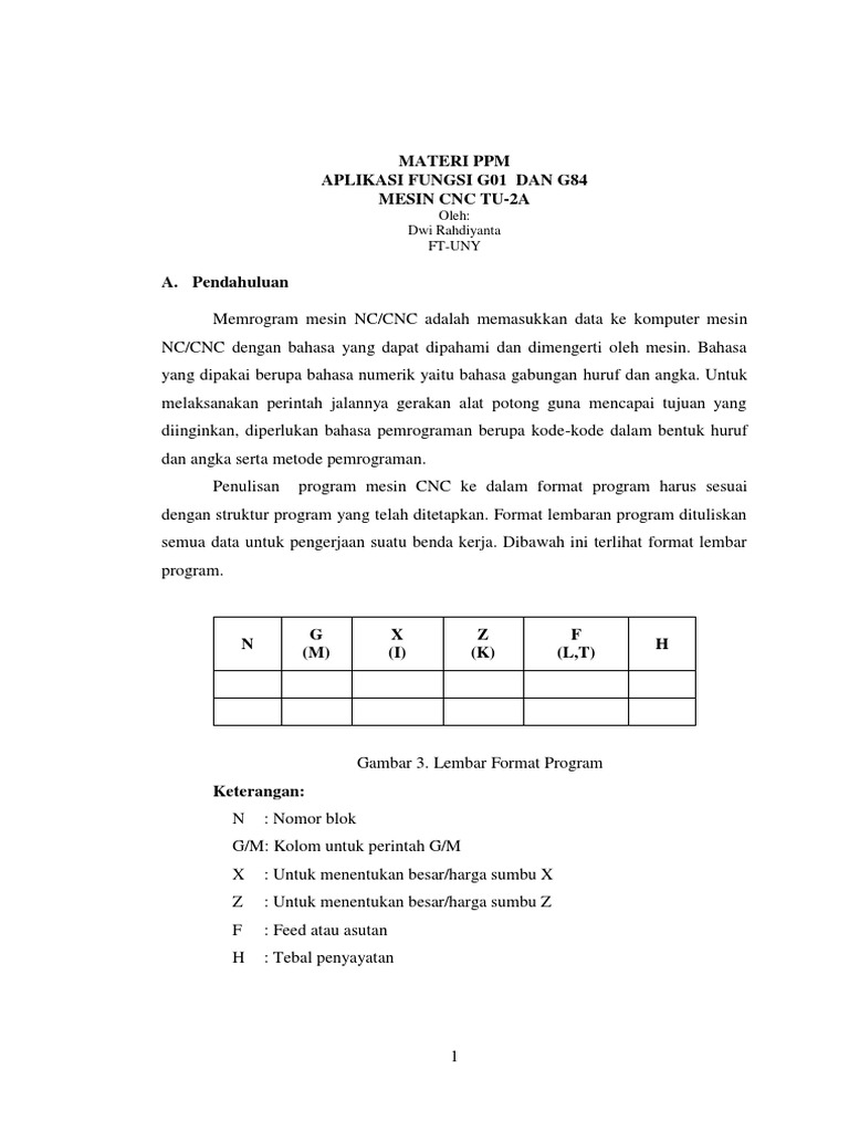 Aplikasi Kode G01 dan G84 pada CNC | PDF