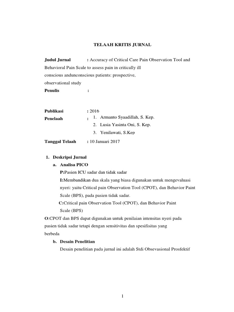 Telaah Kritis Jurnal | PDF