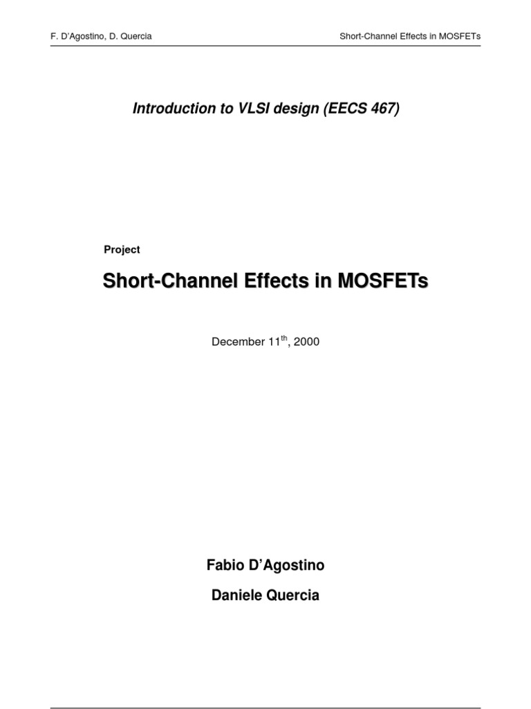 Short Channel Effects | Download Free PDF | Field Effect Transistor ...