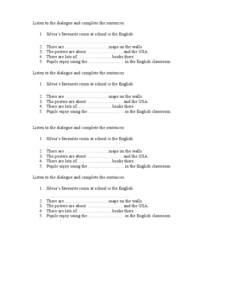 Listen To The Dialogue and Complete The Sentences | PDF | Language Arts ...
