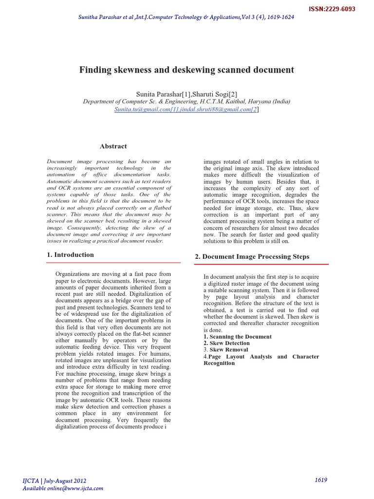 Finding Skewness and Deskewing Scanned Document | PDF | Principal ...