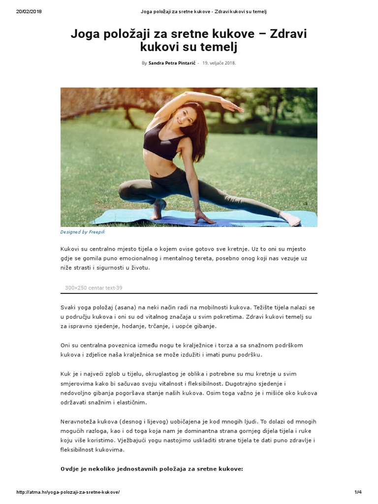 Joga Položaji Za Sretne Kukove - Zdravi Kukovi Su Temelj | PDF
