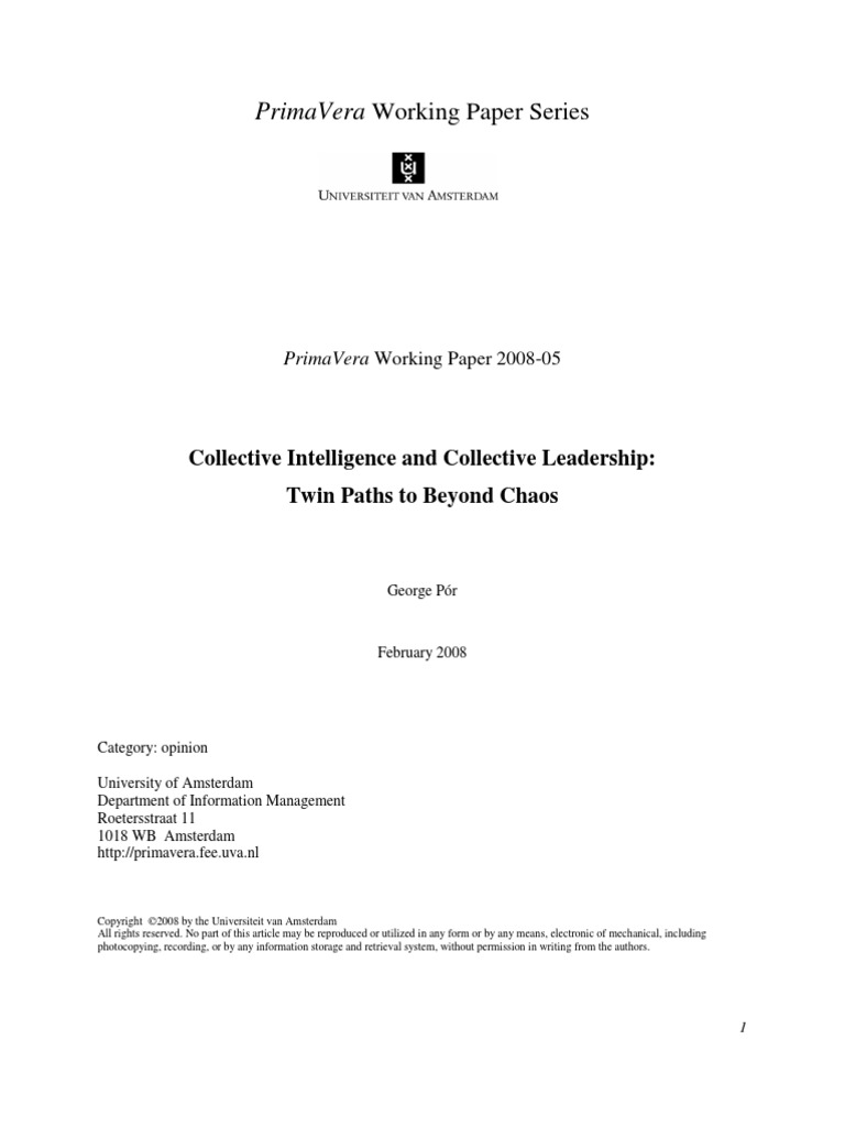 CI & Collective Leadership, by George Pór | PDF | Collective Intelligence | System