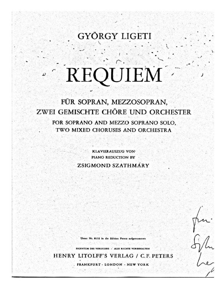 Ligeti Requiem (Piano) | PDF