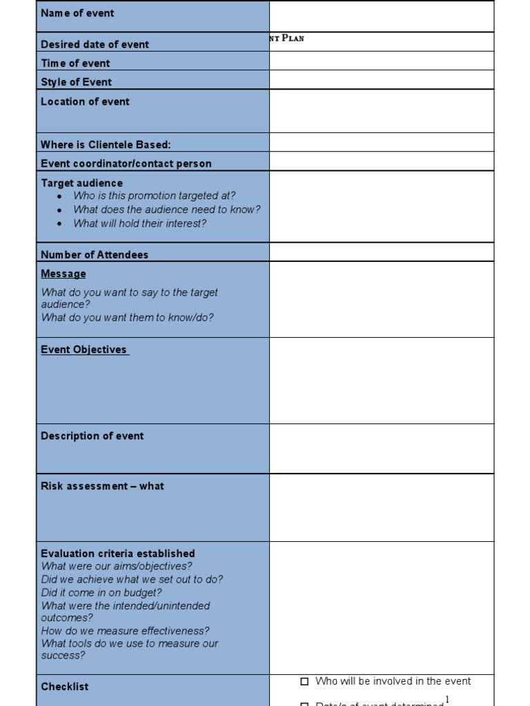Basic Event Planning Template | PDF | Business