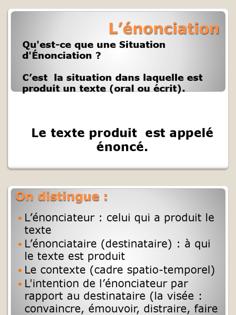 L'enonciation | PDF | Narration | Verbe