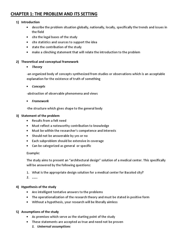 Chapter 1: The Problem and Its Setting: 1) Introduction | PDF ...