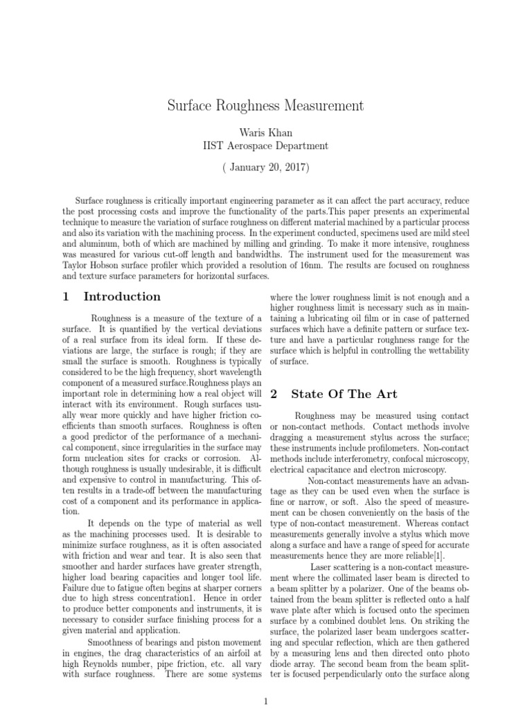 Surface Roughness | PDF | Surface Roughness | Microscope