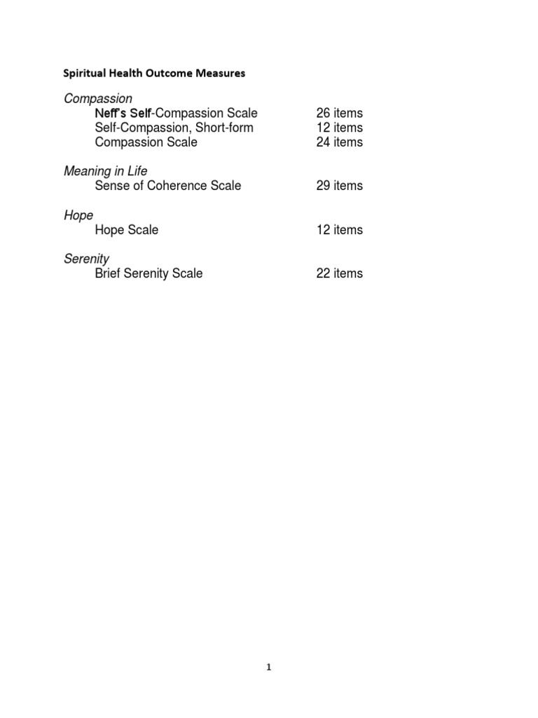 SPIRITUAL Health Outcome Measures Scales - Final | PDF | Metaphysics Of ...