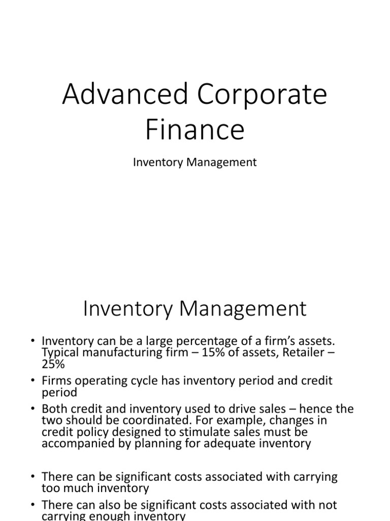 Advanced Corporate Finance: Inventory Management | PDF | Inventory ...