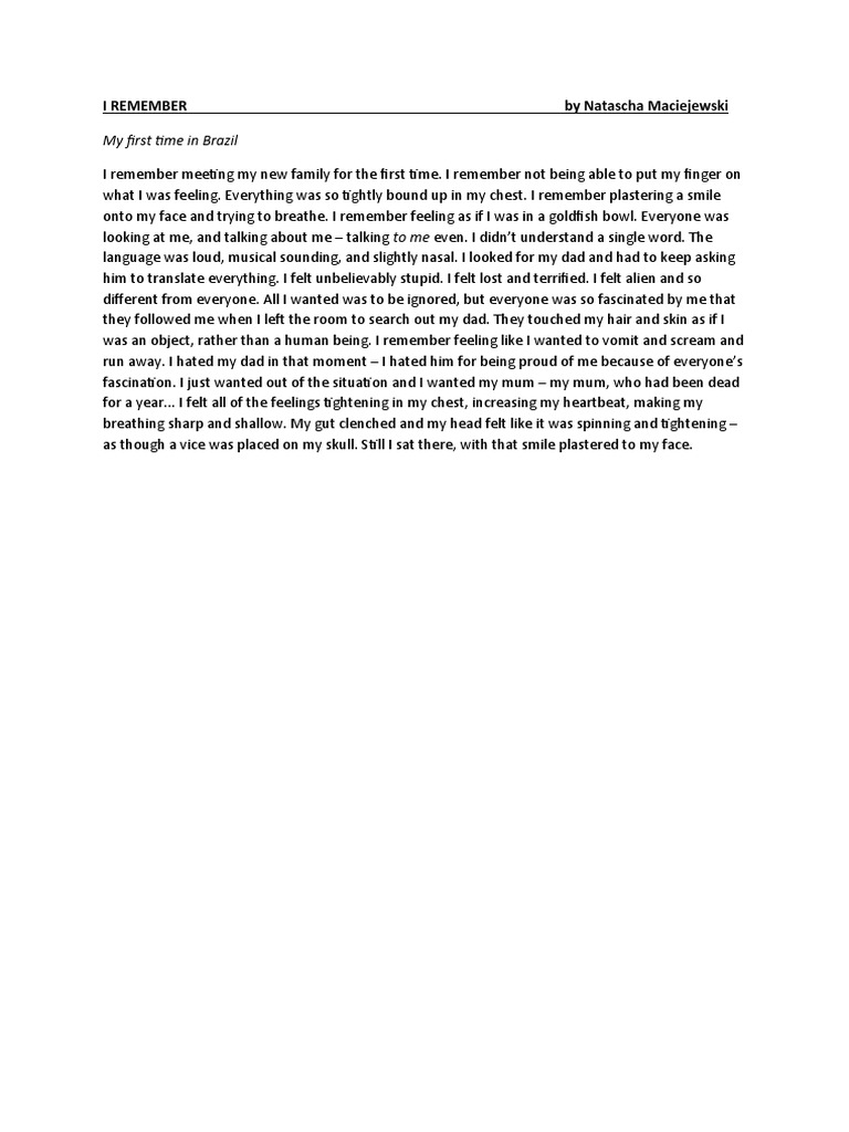 I REMEMBER My First Time in Brazil | PDF