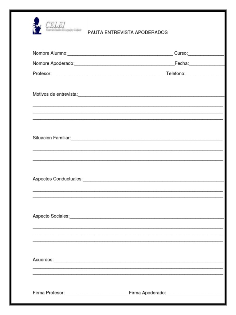 Pauta Entrevista Apoderado | PDF
