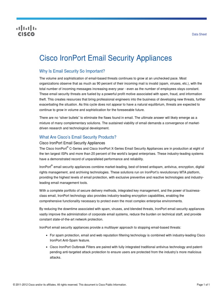 Cisco Ironport Email Security Appliances | PDF | Network Interface Controller | Computer Security