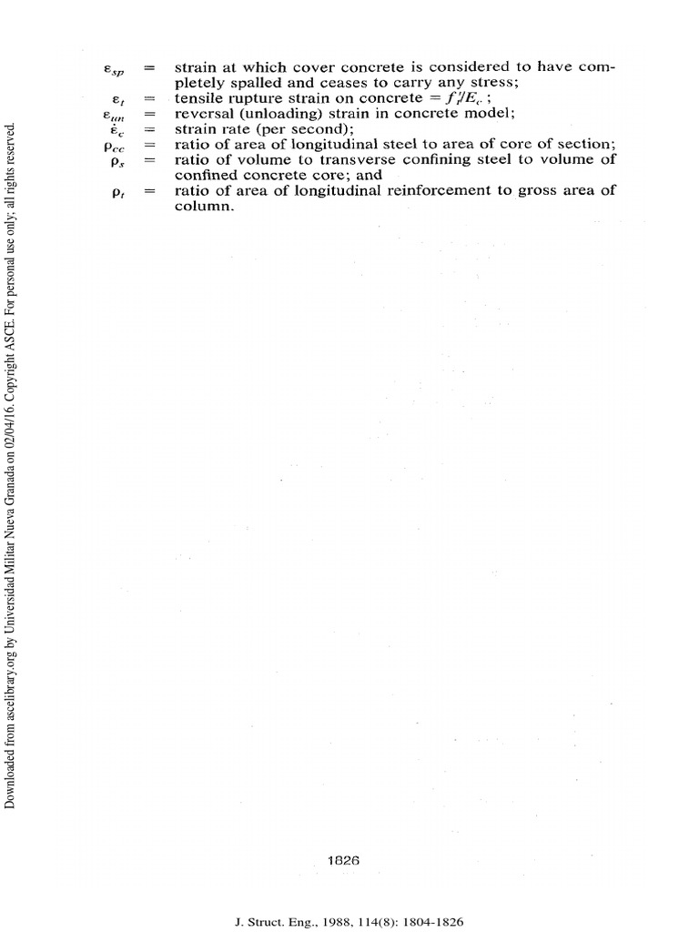 J. Struct. Eng., 1988, 114 (8) : 1804-1826 | PDF | Mechanical ...