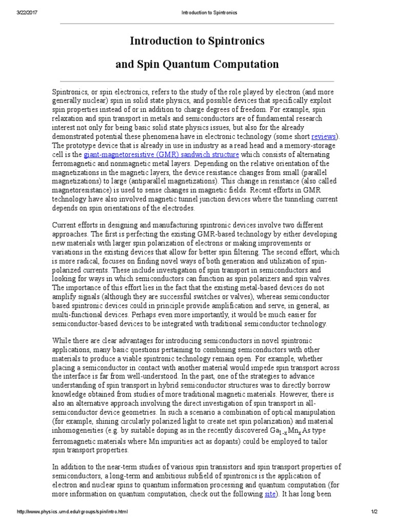 Introduction To Spintronics | PDF | Theoretical Physics | Modern Physics