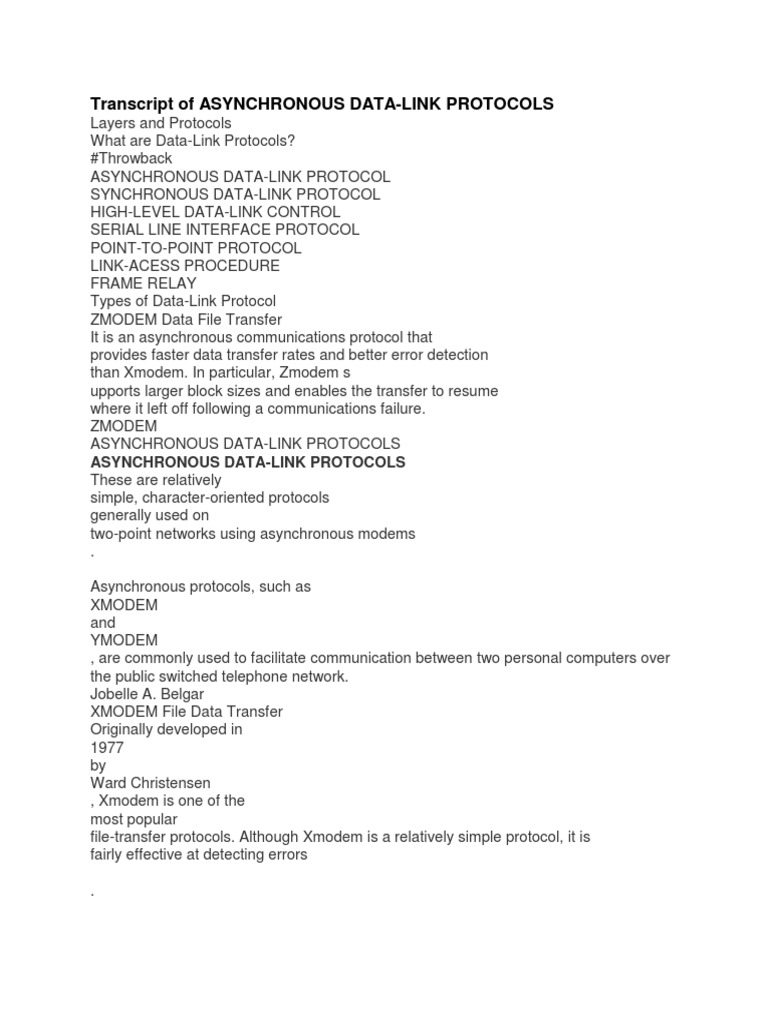 Transcript of Asynchronous Data-Link Protocols | PDF